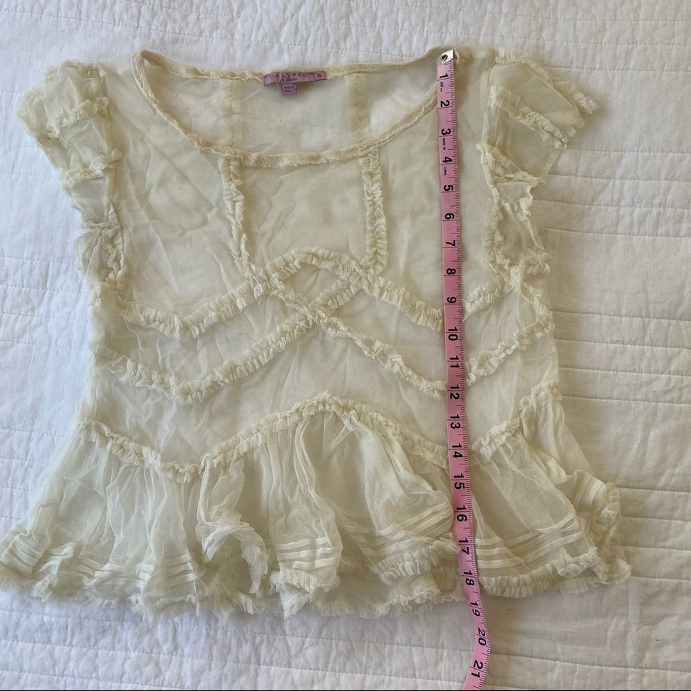 Calypso - Sheer Ruffle Top - Gem